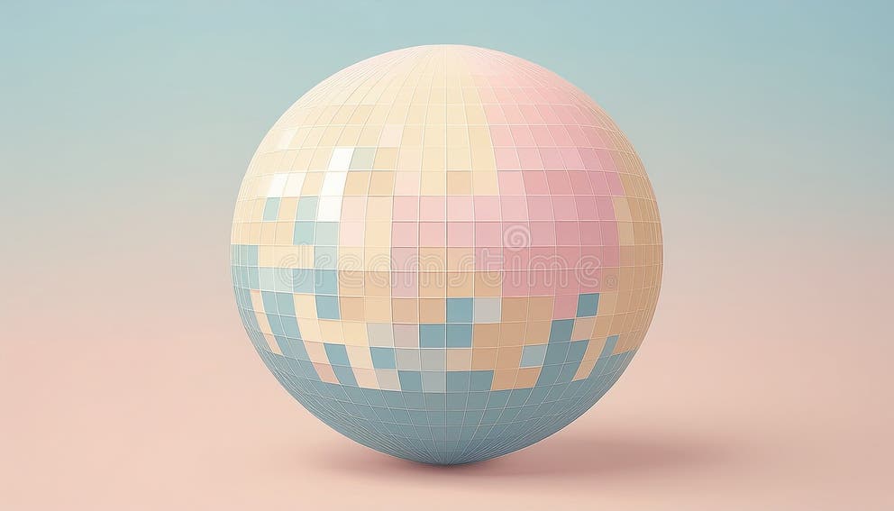 3D Render of an Abstract Geometric Sphere with a Mosaic Tile Pattern ...