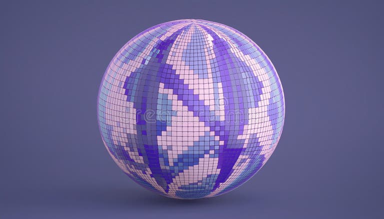 3D Render of an Abstract Geometric Sphere with a Mosaic Tile Pattern ...