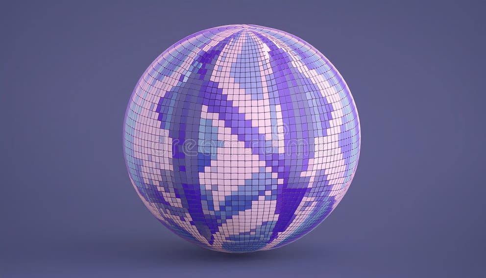 3D Render of an Abstract Geometric Sphere with a Mosaic Tile Pattern ...