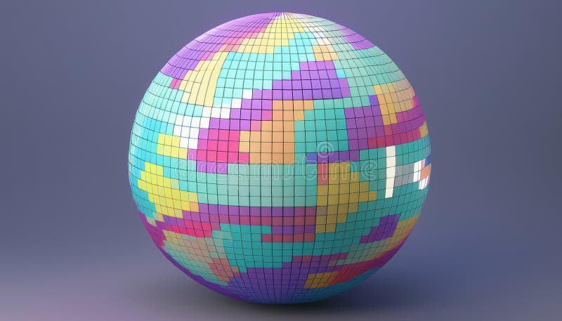 3D Render of an Abstract Geometric Sphere with a Mosaic Tile Pattern ...