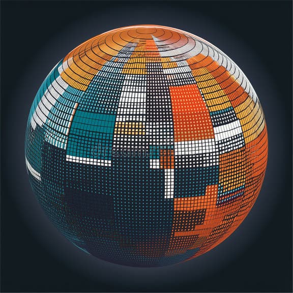 3D Render of an Abstract Geometric Sphere with a Mosaic Tile Pattern ...