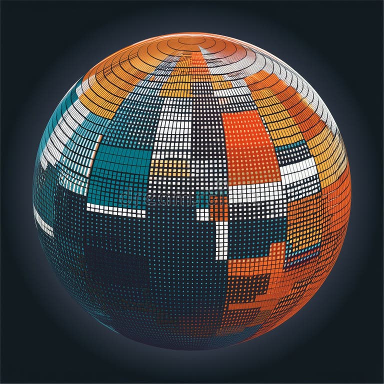 3D Render of an Abstract Geometric Sphere with a Mosaic Tile Pattern ...