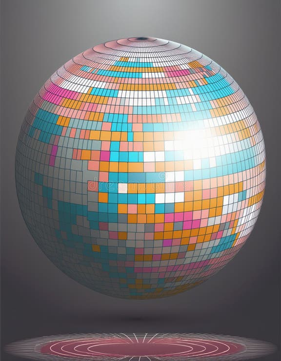 3D Render of an Abstract Geometric Sphere with a Mosaic Tile Pattern ...