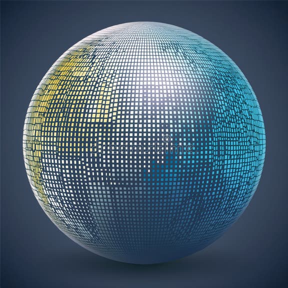 3D Render of an Abstract Geometric Sphere with a Mosaic Tile Pattern ...