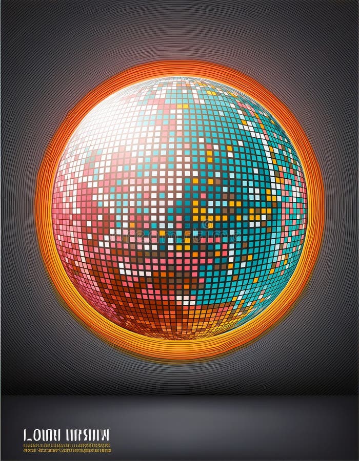 3D Render of an Abstract Geometric Sphere with a Mosaic Tile Pattern ...