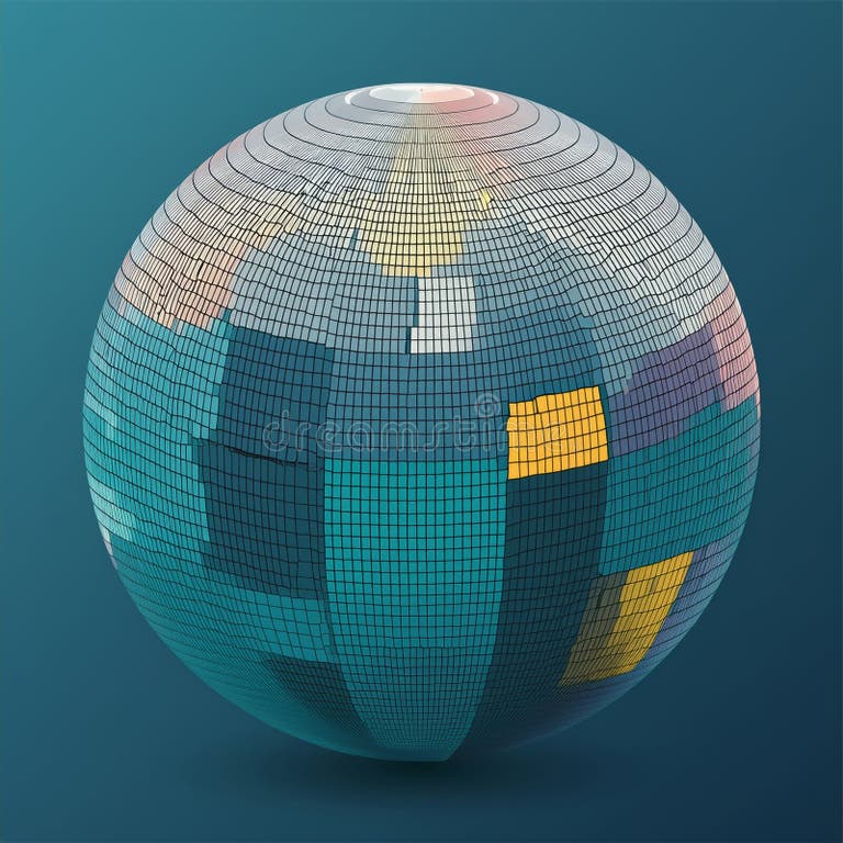 3D Render of an Abstract Geometric Sphere with a Mosaic Tile Pattern ...