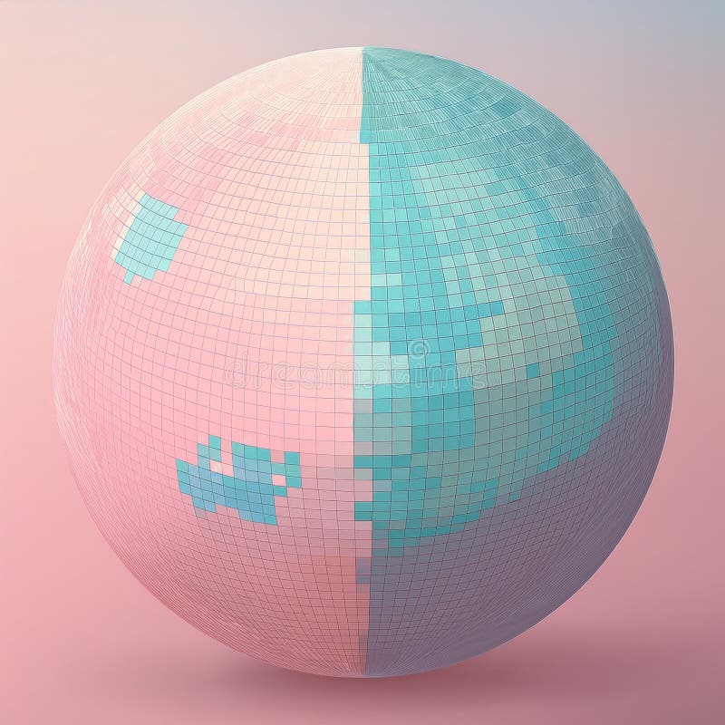 3D Render of an Abstract Geometric Sphere with a Mosaic Tile Pattern ...