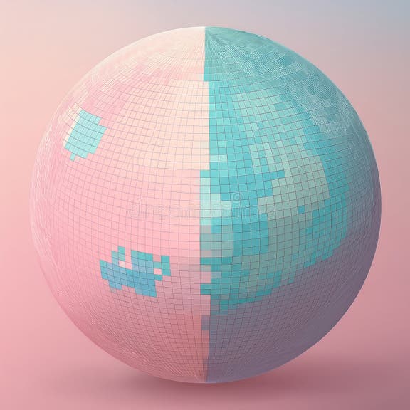 3D Render of an Abstract Geometric Sphere with a Mosaic Tile Pattern ...