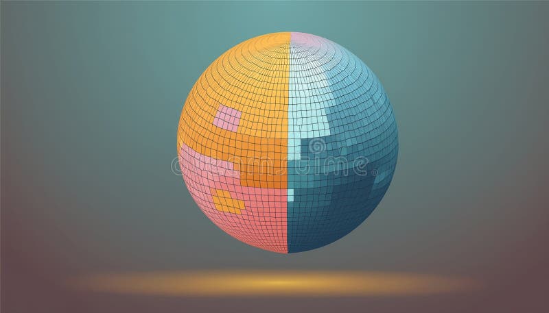3D Render of an Abstract Geometric Sphere with a Mosaic Tile Pattern ...