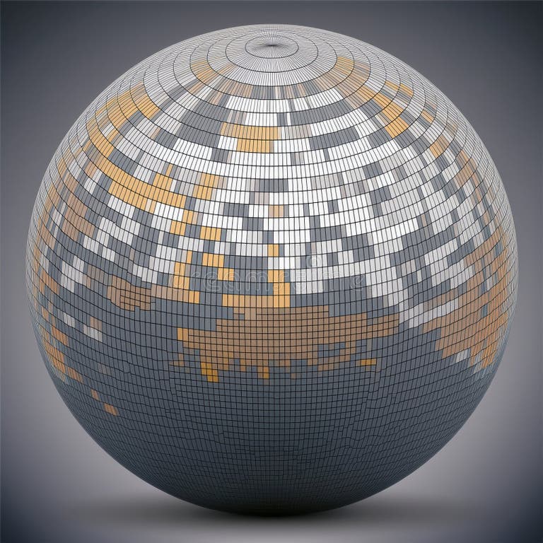 3D Render of an Abstract Geometric Sphere with a Mosaic Tile Pattern ...