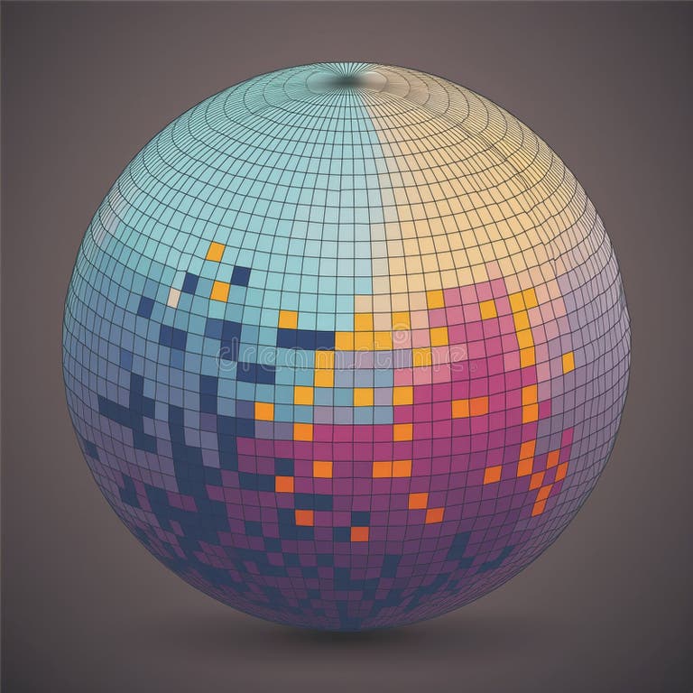 3D Render of an Abstract Geometric Sphere with a Mosaic Tile Pattern ...