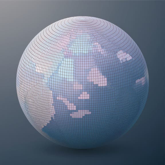 3D Render of an Abstract Geometric Sphere with a Mosaic Tile Pattern ...