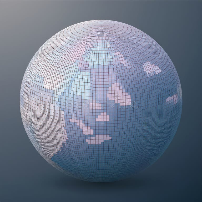 3D Render of an Abstract Geometric Sphere with a Mosaic Tile Pattern ...