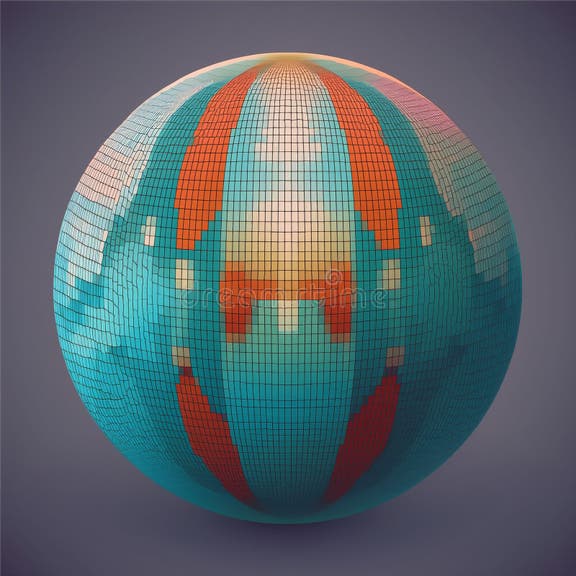 3D Render of an Abstract Geometric Sphere with a Mosaic Tile Pattern ...