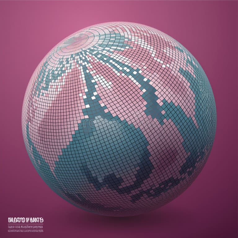 3D Render of an Abstract Geometric Sphere with a Mosaic Tile Pattern ...