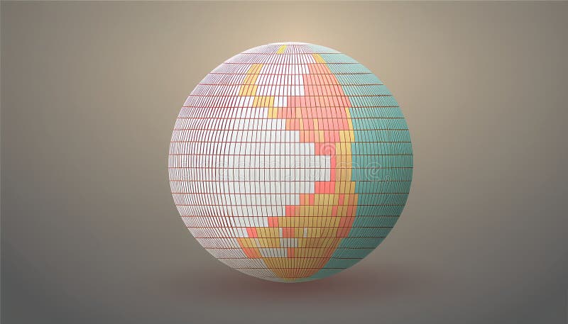 3D Render of an Abstract Geometric Sphere with a Mosaic Tile Pattern ...