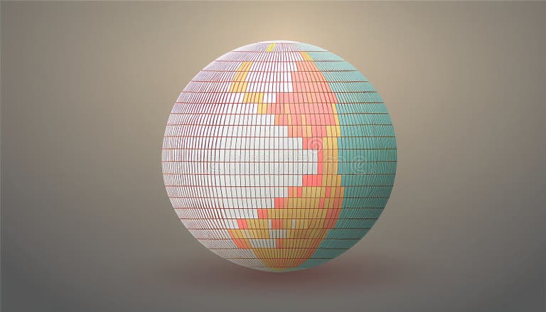 3D Render of an Abstract Geometric Sphere with a Mosaic Tile Pattern ...