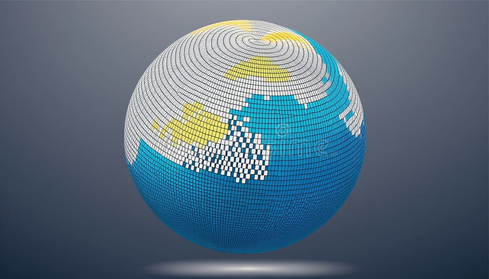 3D Render of an Abstract Geometric Sphere with a Mosaic Tile Pattern ...