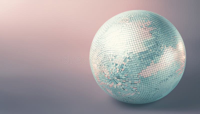 3D Render of an Abstract Geometric Sphere with a Mosaic Tile Pattern ...