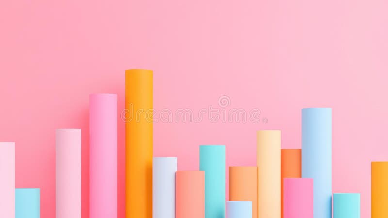 A Vibrant Threedimensional Array of Pastel Cylinders Set Against a Soft ...