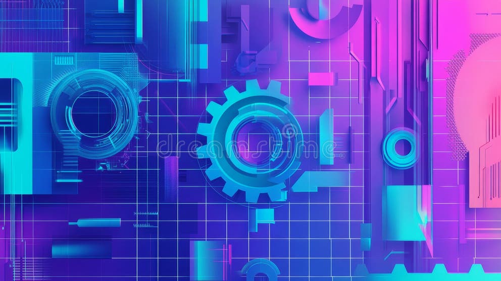 Vibrant Thumbnail Illustration of Gears and Circuits with Tools on a ...