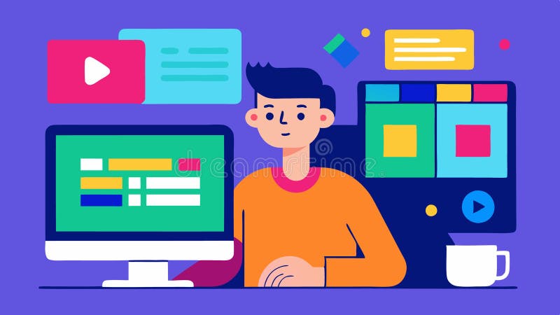 Vibrant Thumbnails an Illustration Featuring a Video Editor Designing ...