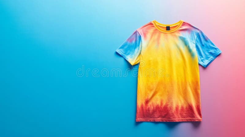 Vibrant Tie Dye Shirt Displayed on a Blue To Pink Gradient Background ...