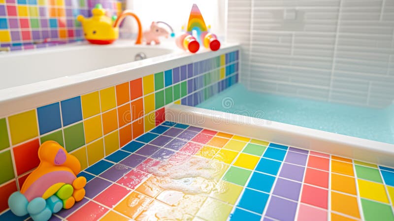 Vibrant Tiles, Rainbow Shower Curtains, and Interactive Bath Toys Make ...