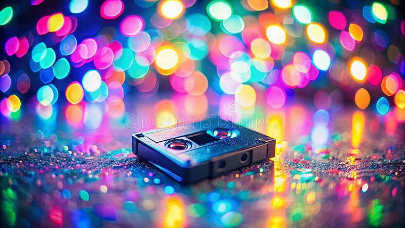 Vibrant TiltShift Gradient Background with Retro VHS Glitch Effect a ...