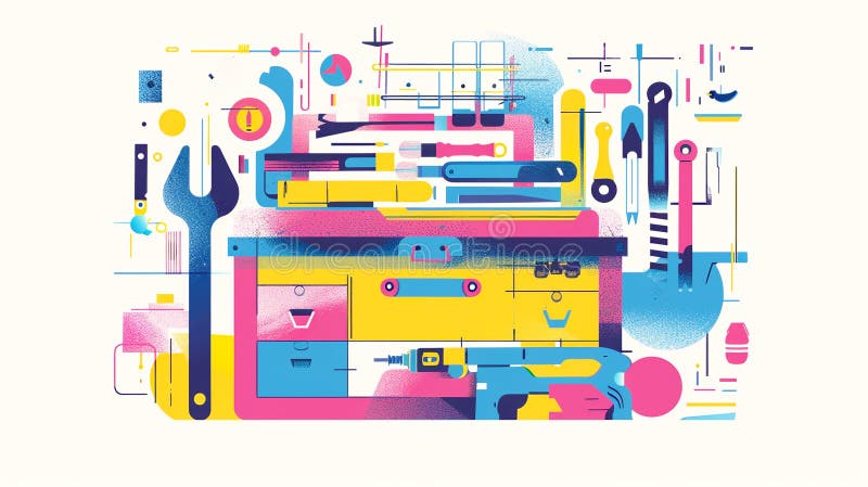 Vibrant Toolkit Design Featuring Colorful Tools and Creative Elements ...