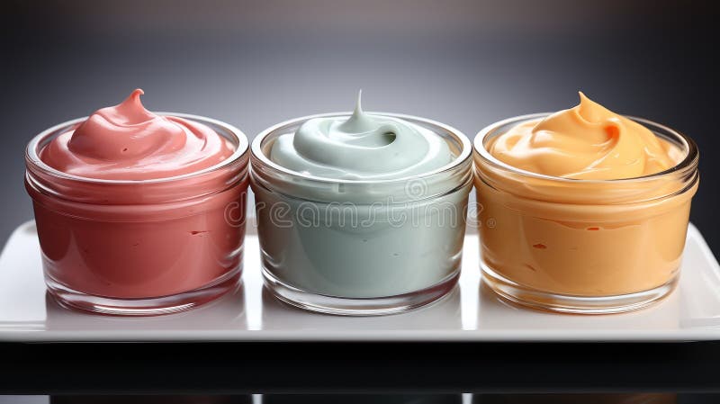 Vibrant Top View of Three Different Colored Skin Containers AI ...