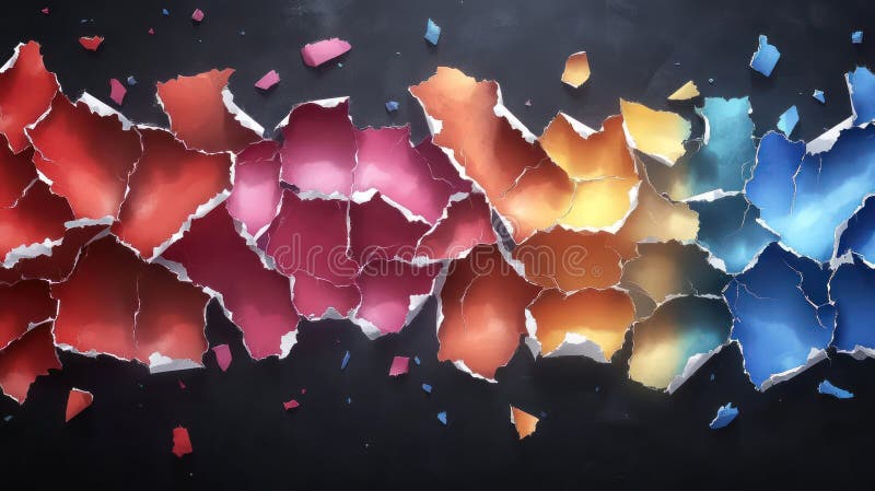 A Vibrant, Torn Paper Effect Revealing Colorful Layers Underneath ...