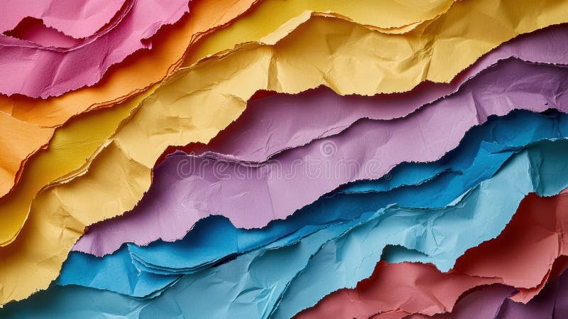 Vibrant Torn Paper Layers in Dynamic Wave Pattern for Creative Ad ...