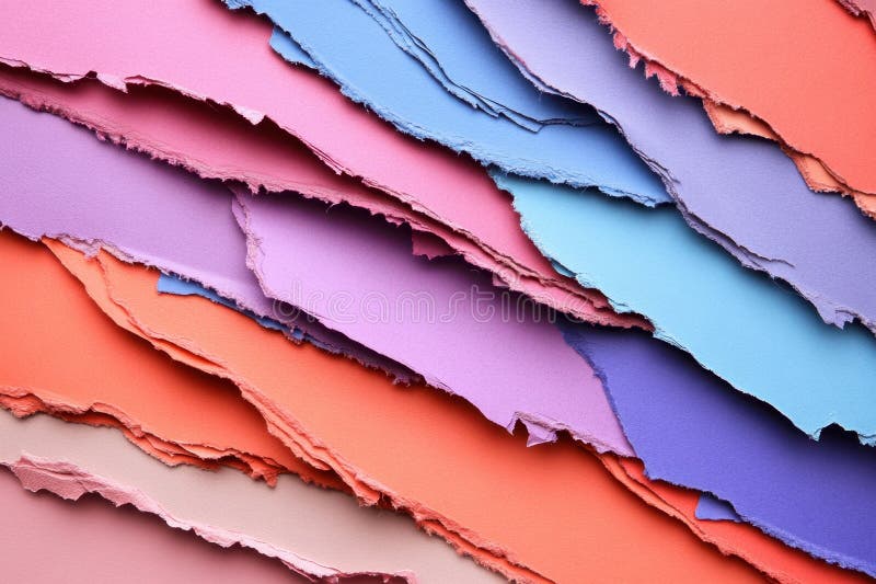 Vibrant Torn Paper Layers in Pastel Colors - Textured Abstract ...
