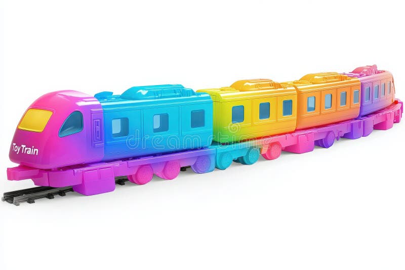Colorful Toy Train Set for Imaginative Play in Childrens Rooms Stock ...