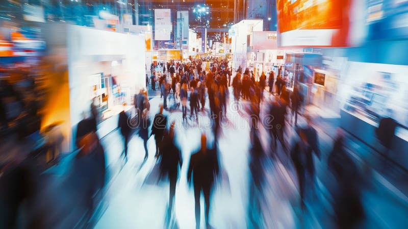 Vibrant Trade Fair Scene Networking and Interaction Around Modern ...