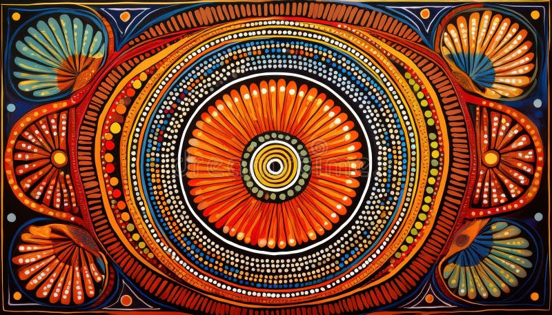 Vibrant Traditional Aboriginal Artwork Featuring Intricate Circular ...