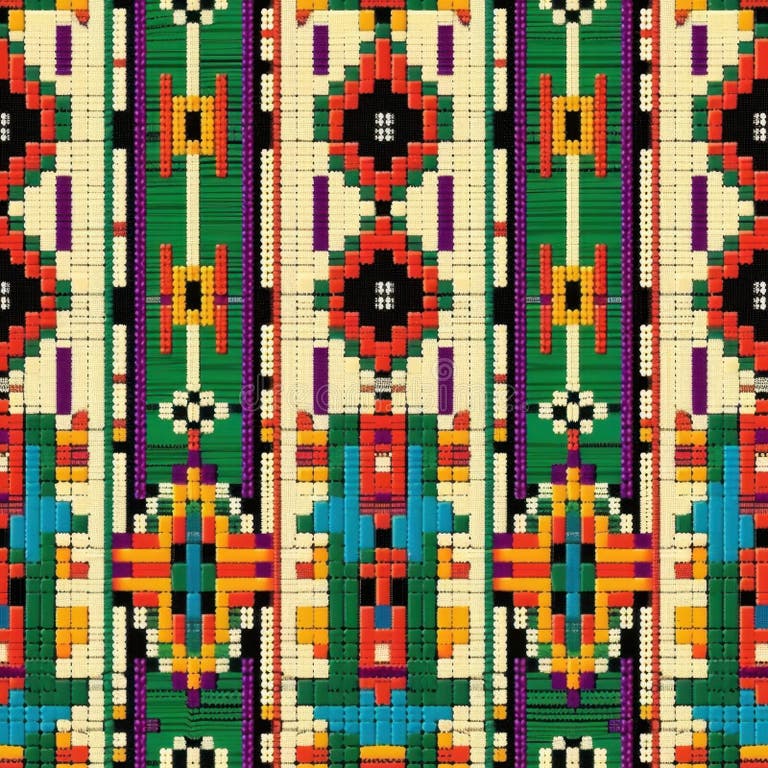 Vibrant Traditional Beadwork Pattern with Symmetrical Design Stock ...