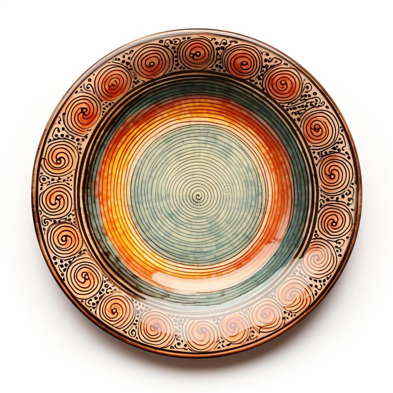 Vibrant Traditional Craftsmanship Plate on White Background Display ...