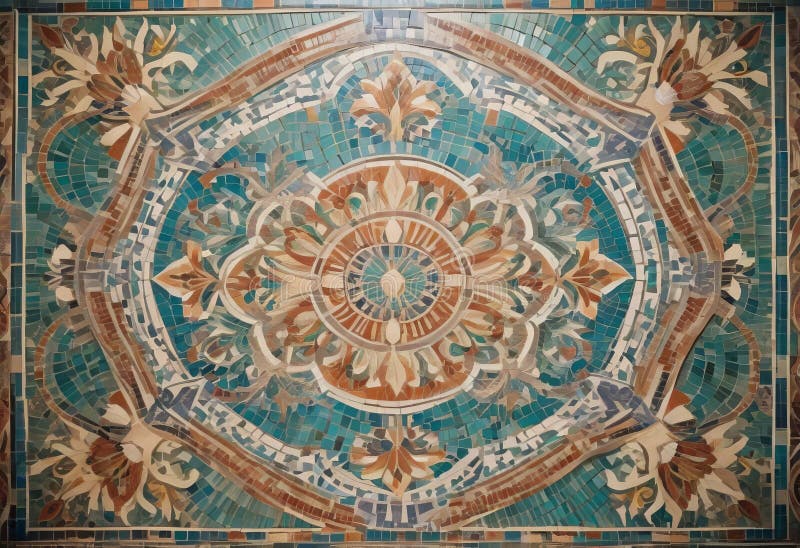 A Vibrant Traditional Mosaic Pattern, Intricate Details Stock ...