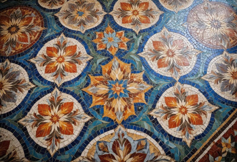A Vibrant Traditional Mosaic Pattern, Intricate Details Stock ...