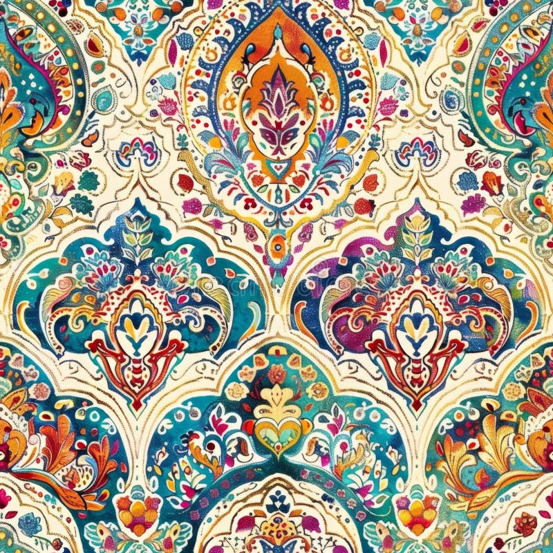 Vibrant Traditional Paisley Pattern Textile Design Stock Photo - Image ...