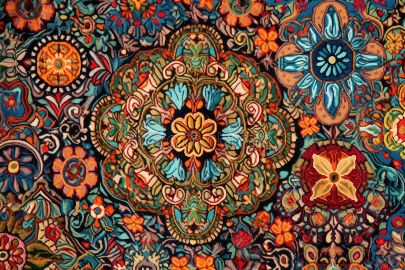 Vibrant Traditional Persian Rug with Intricate Patterns Stock ...