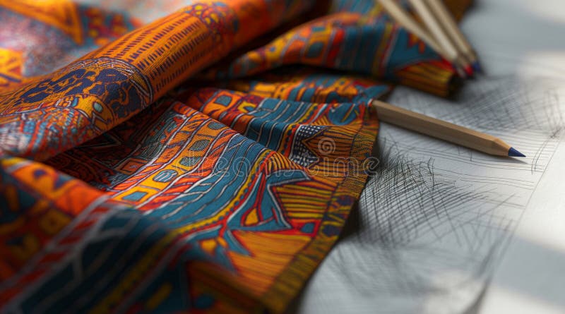 Vibrant Traditional Textile Patterns and Pencil Sketch Design Creative ...
