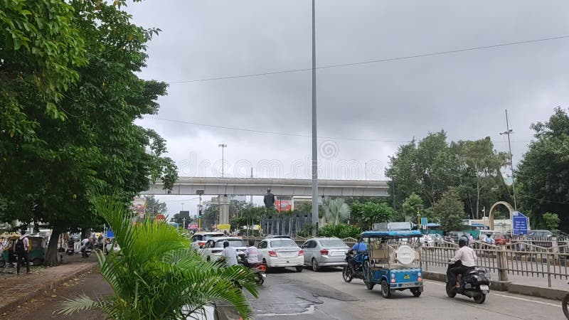 Traffic at Vijay Nagar Square, Indore, India with Under-Construction ...