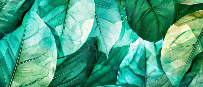 Vibrant Transformative Teal Color Leaf Background for Eco-Friendly and ...
