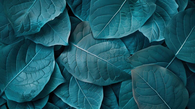 Vibrant Transformative Teal Color Leaf Background Stock Image - Image ...