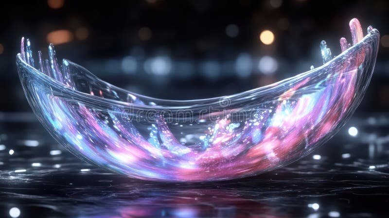 A Vibrant, Translucent Bubble Reflecting Colorful Lights in a Dark ...