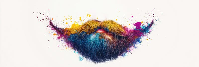 Colorful Beard Shape with Splashes of Paint Showcases Artistic Graffiti ...