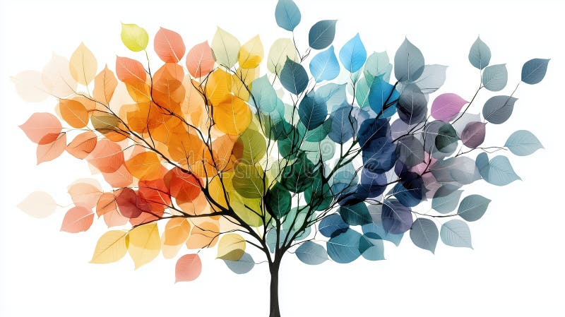 Vibrant Tree with Colorful Leaves and Symbolic Pride Vibes Stock ...